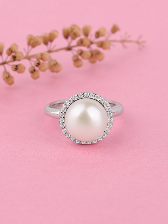 Buy Pearl Silver Rings for ladies | Silver Moti Rings – Ornate Jewels