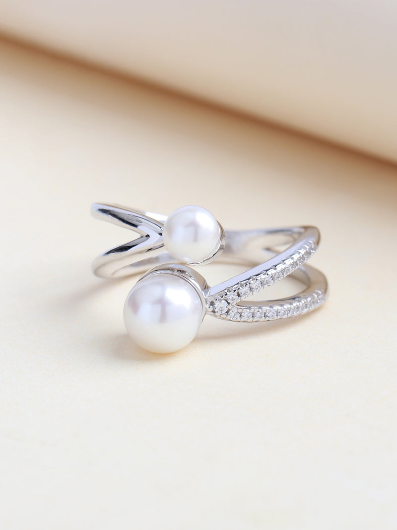 Buy Pearl Silver Rings for ladies | Silver Moti Rings – Ornate Jewels