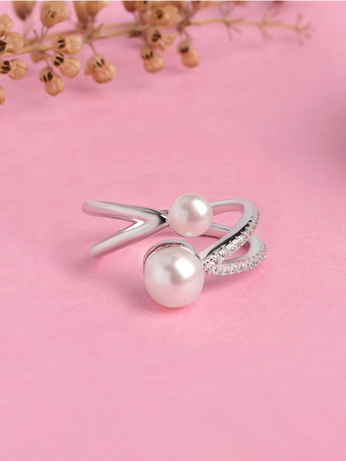 Buy Pearl Silver Rings for ladies | Silver Moti Rings – Ornate Jewels