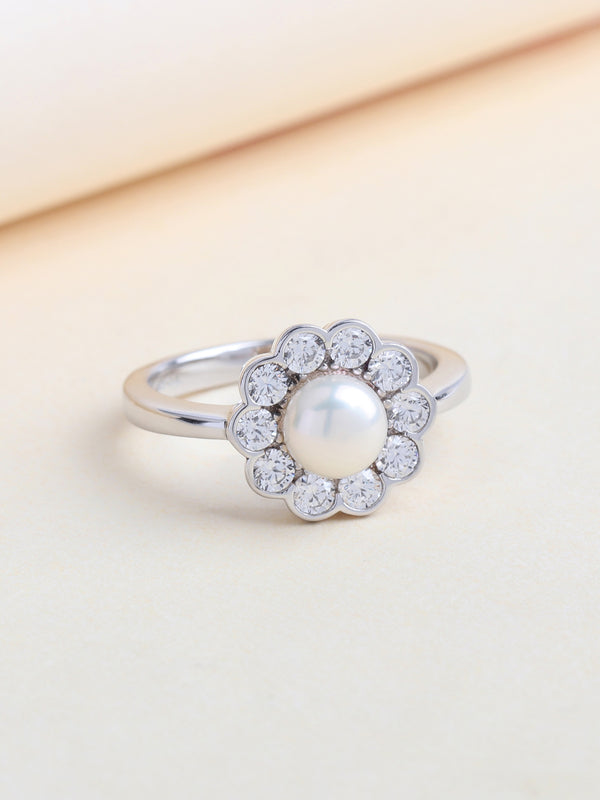 Buy Pearl Silver Rings for ladies | Silver Moti Rings – Ornate Jewels