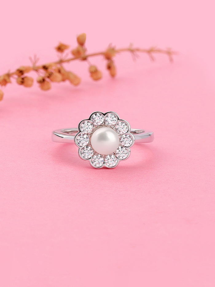 Buy Pearl Silver Rings for ladies | Silver Moti Rings – Ornate Jewels