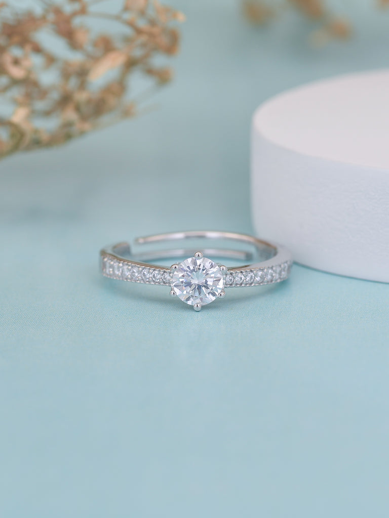 1.25 Carat Solitaire Adjustable Silver Engagement Ring